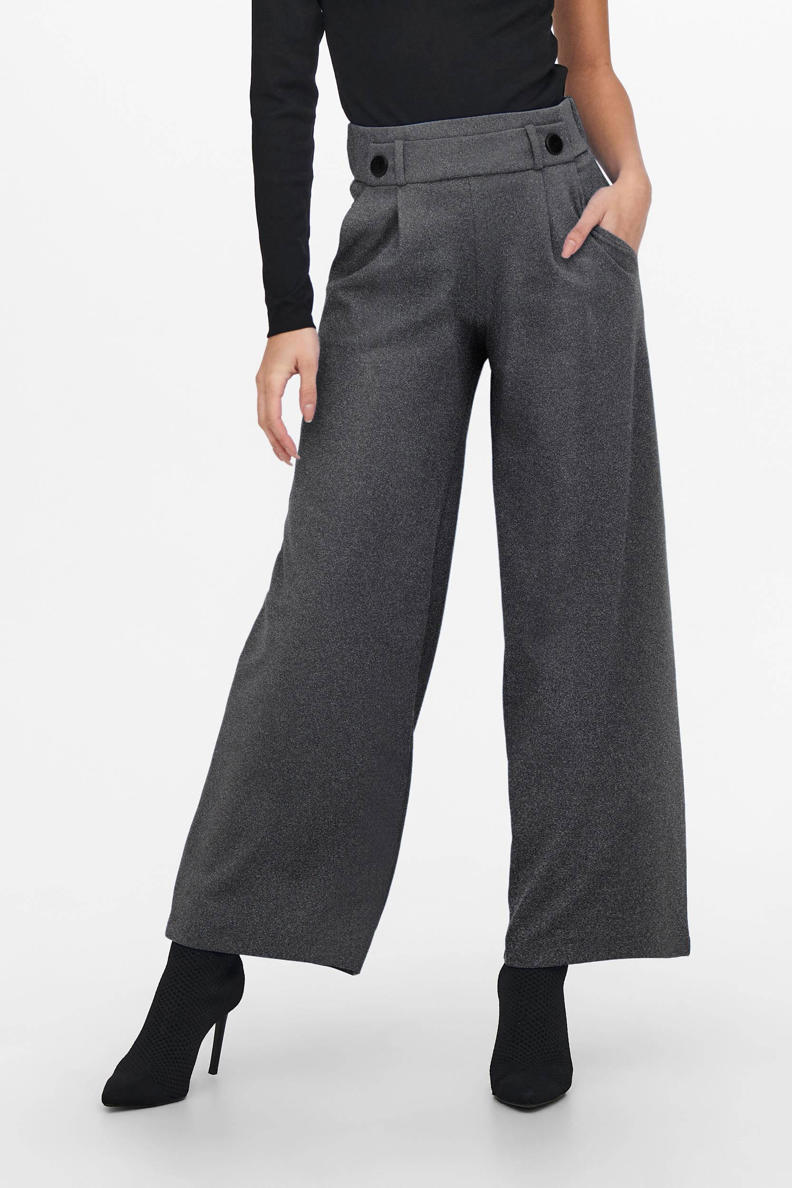 JDY high waist wide leg broek JDYGEGGO grijs | wehkamp