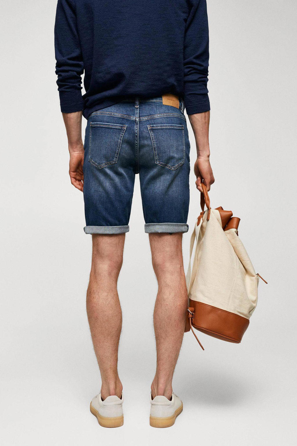 Mango Man slim fit short changeant blauw | wehkamp