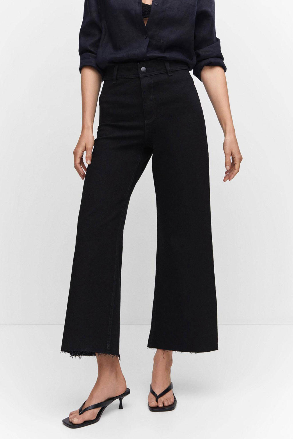 Mango wide leg jeans black denim | wehkamp