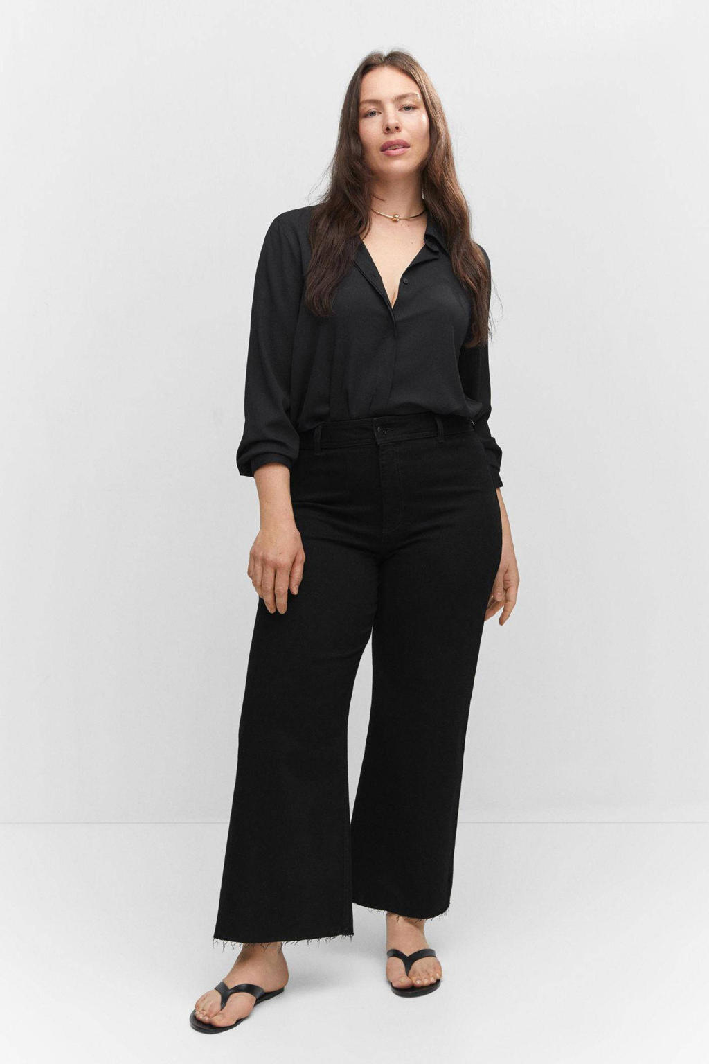 Mango wide leg jeans black denim | wehkamp