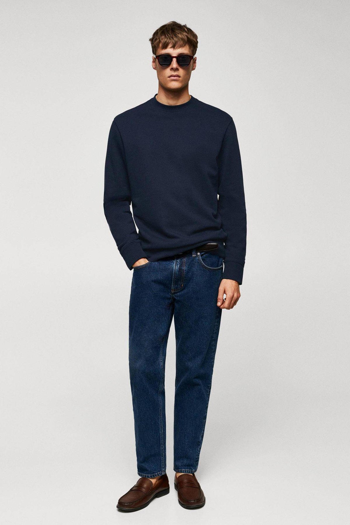 Mango Man sweater marineblauw | wehkamp