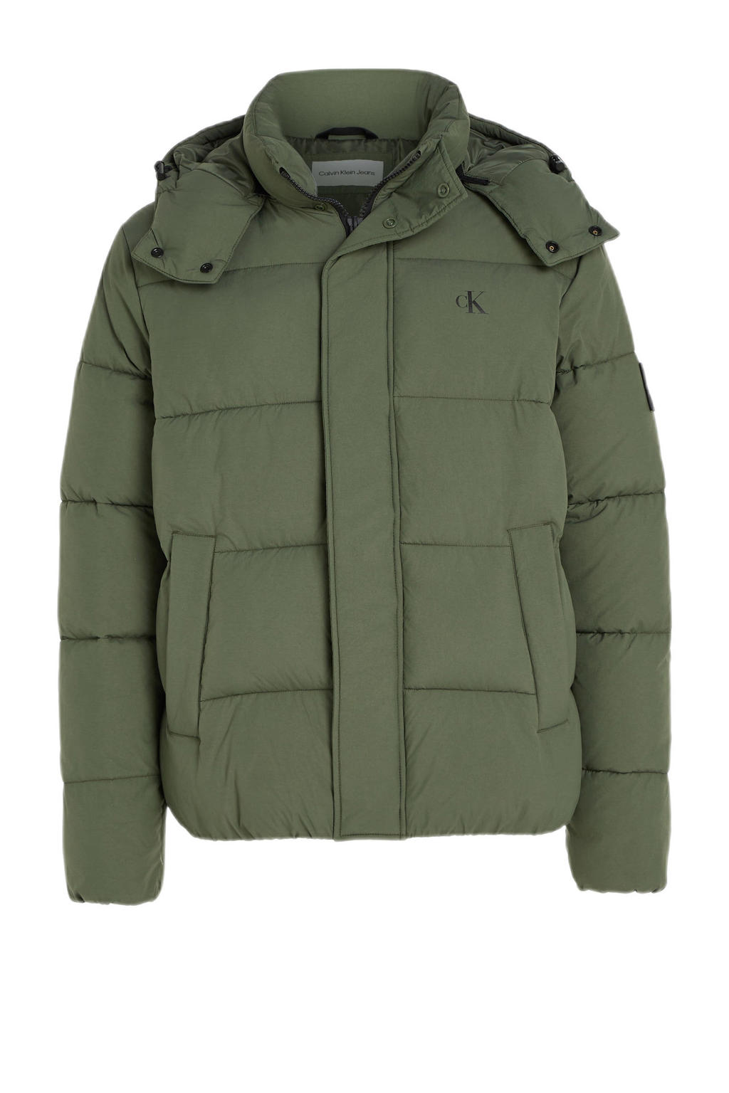 CALVIN KLEIN JEANS gewatteerde winterjas met logo thyme | wehkamp