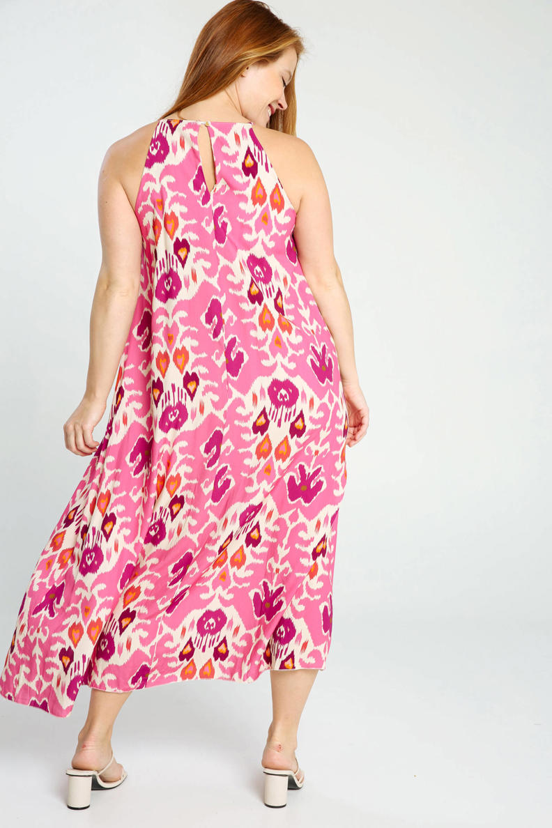 Cassis maxi jurk met all over print roze/ecru/paars | wehkamp