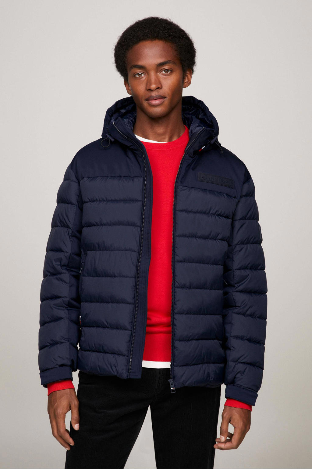 Tommy Hilfiger gewatteerde winterjas NEW YORK met logo desert sky | wehkamp