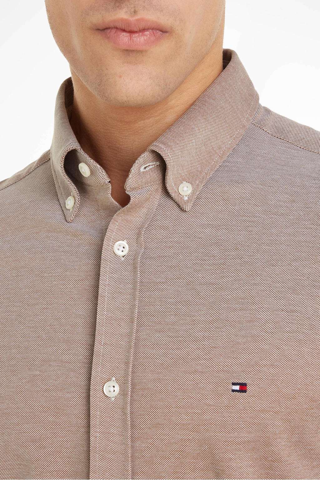Tommy Hilfiger slim fit overhemd van katoen desert khaki | wehkamp