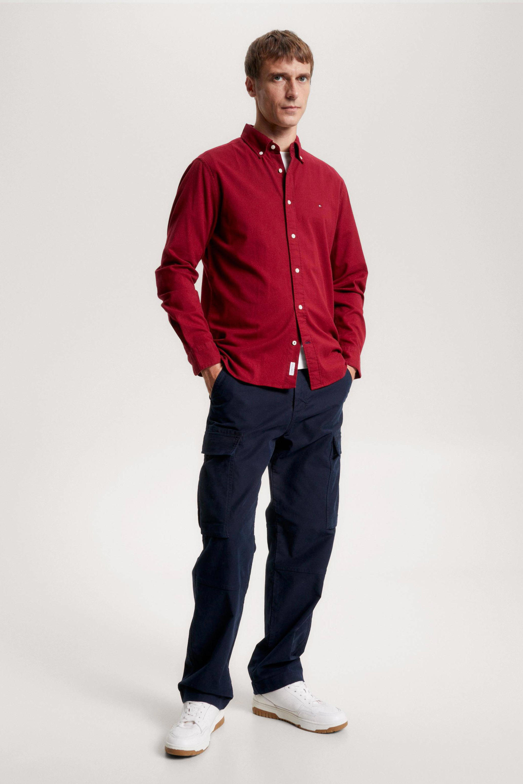 Tommy Hilfiger regular fit overhemd met katoen rouge | wehkamp