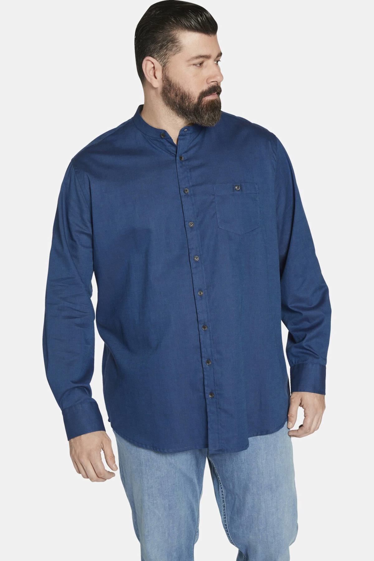 Charles Colby loose fit overhemd EARL ALEC Plus Size donkerblauw | wehkamp