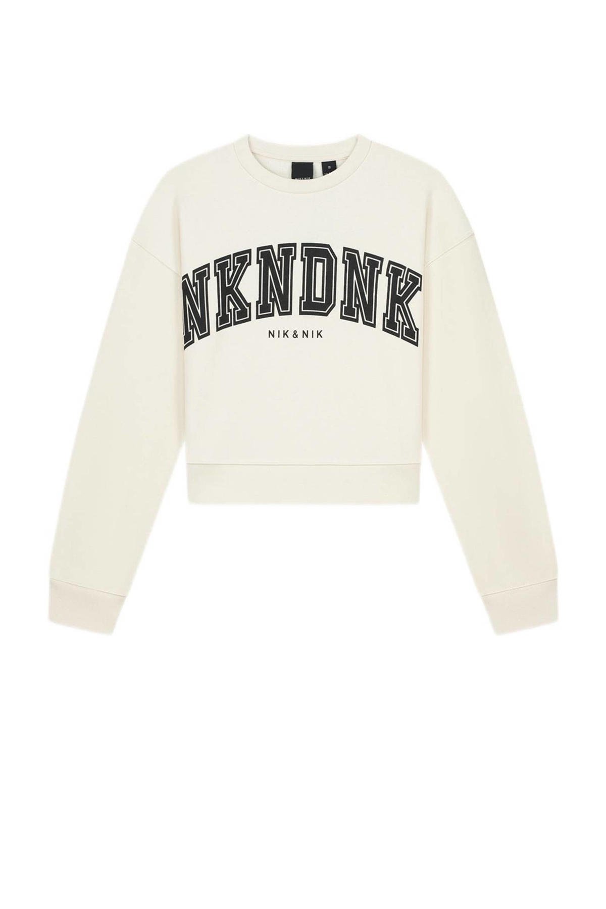 NIK&NIK sweater met logo ecru | wehkamp