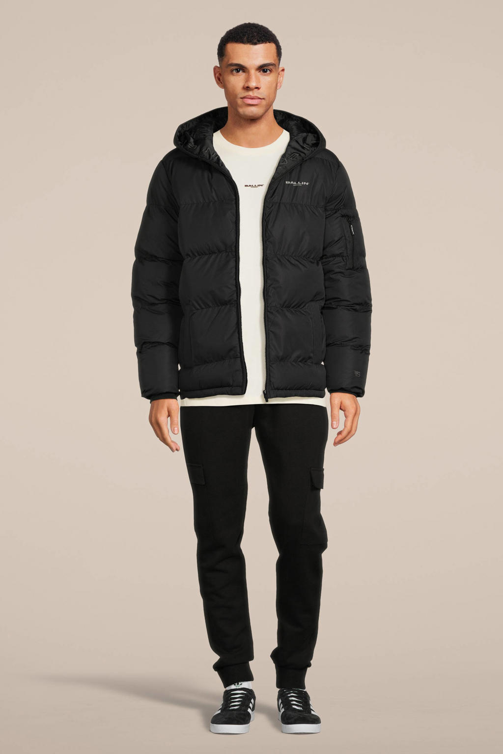 Ballin gewatteerde winterjas met logo black | wehkamp