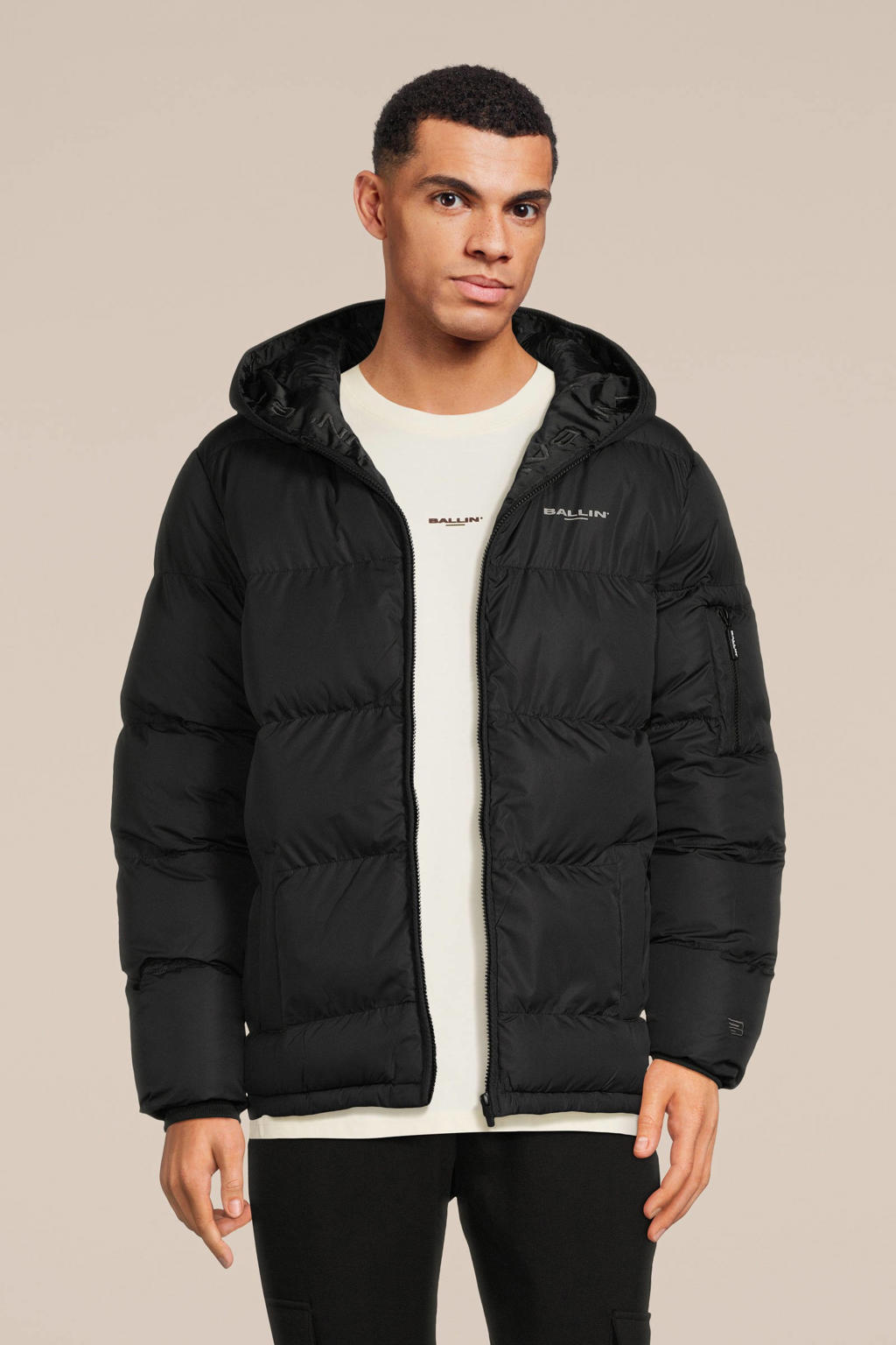 Ballin gewatteerde winterjas met logo black | wehkamp