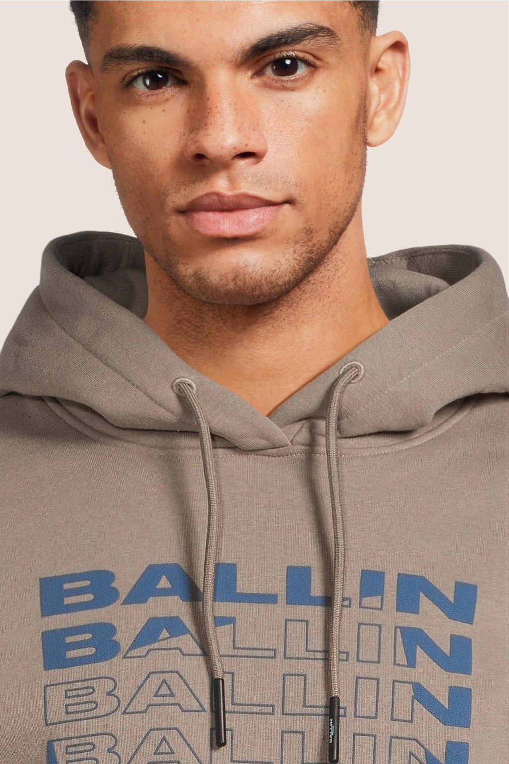 Ballin hoodie met printopdruk taupe | wehkamp