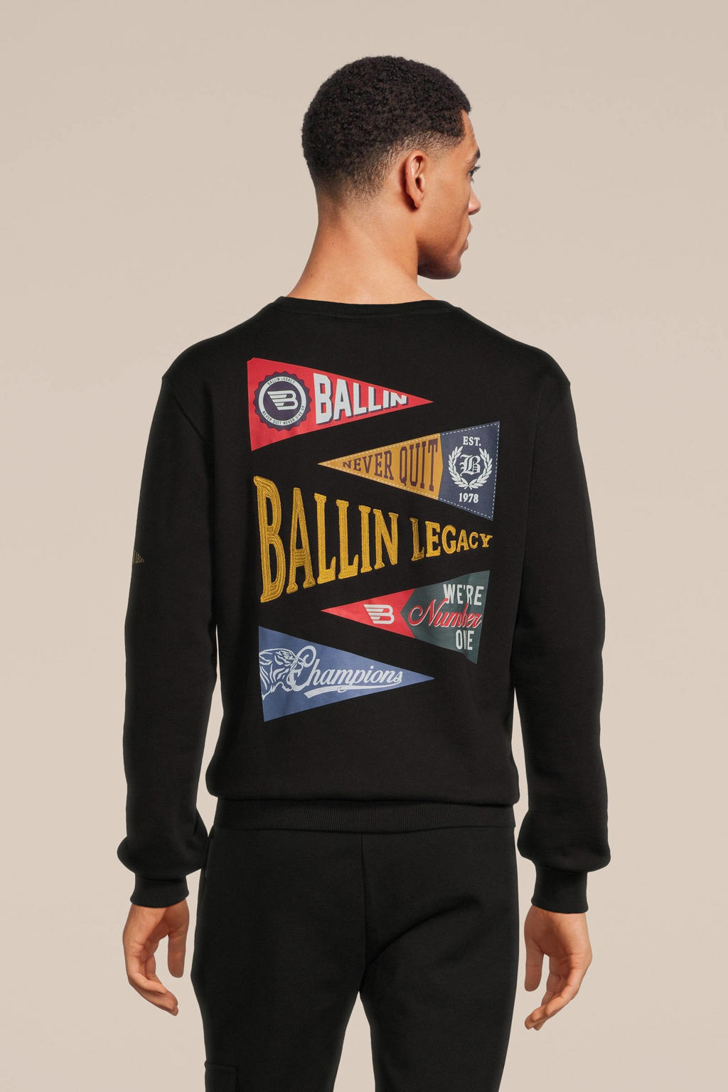Ballin sweater met backprint black | wehkamp