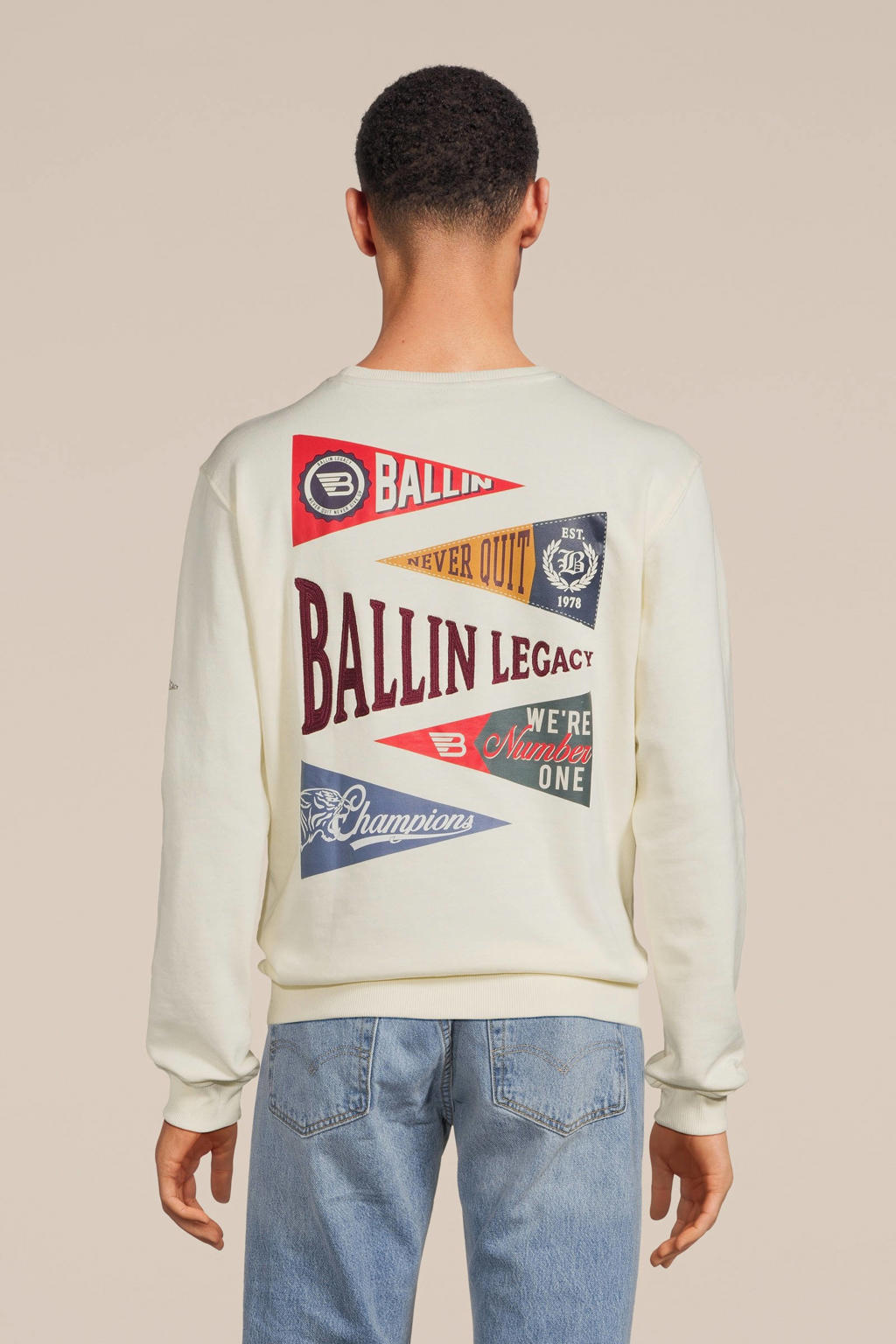 Ballin sweater met backprint ecru | wehkamp