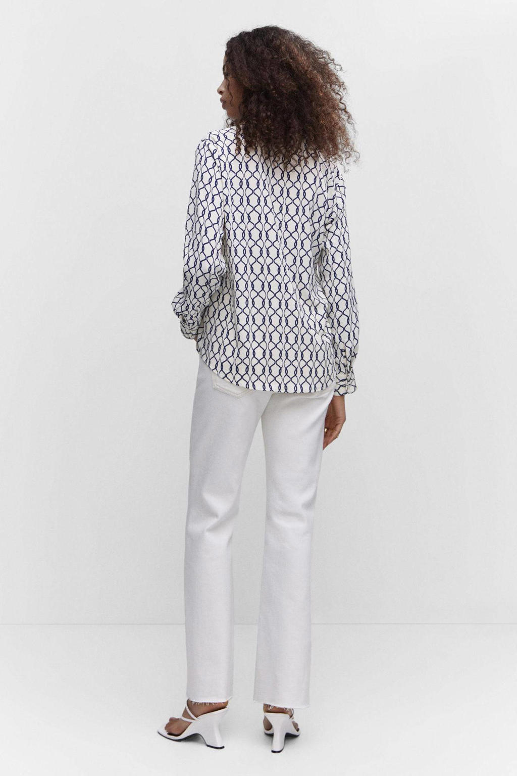 Mango blouse met all over print ecru/donkerblauw | wehkamp