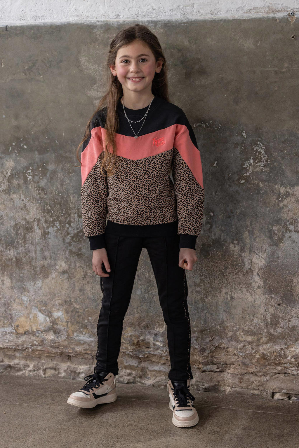 TYGO & vito sweater Sasja zwart/bruin/roze | wehkamp