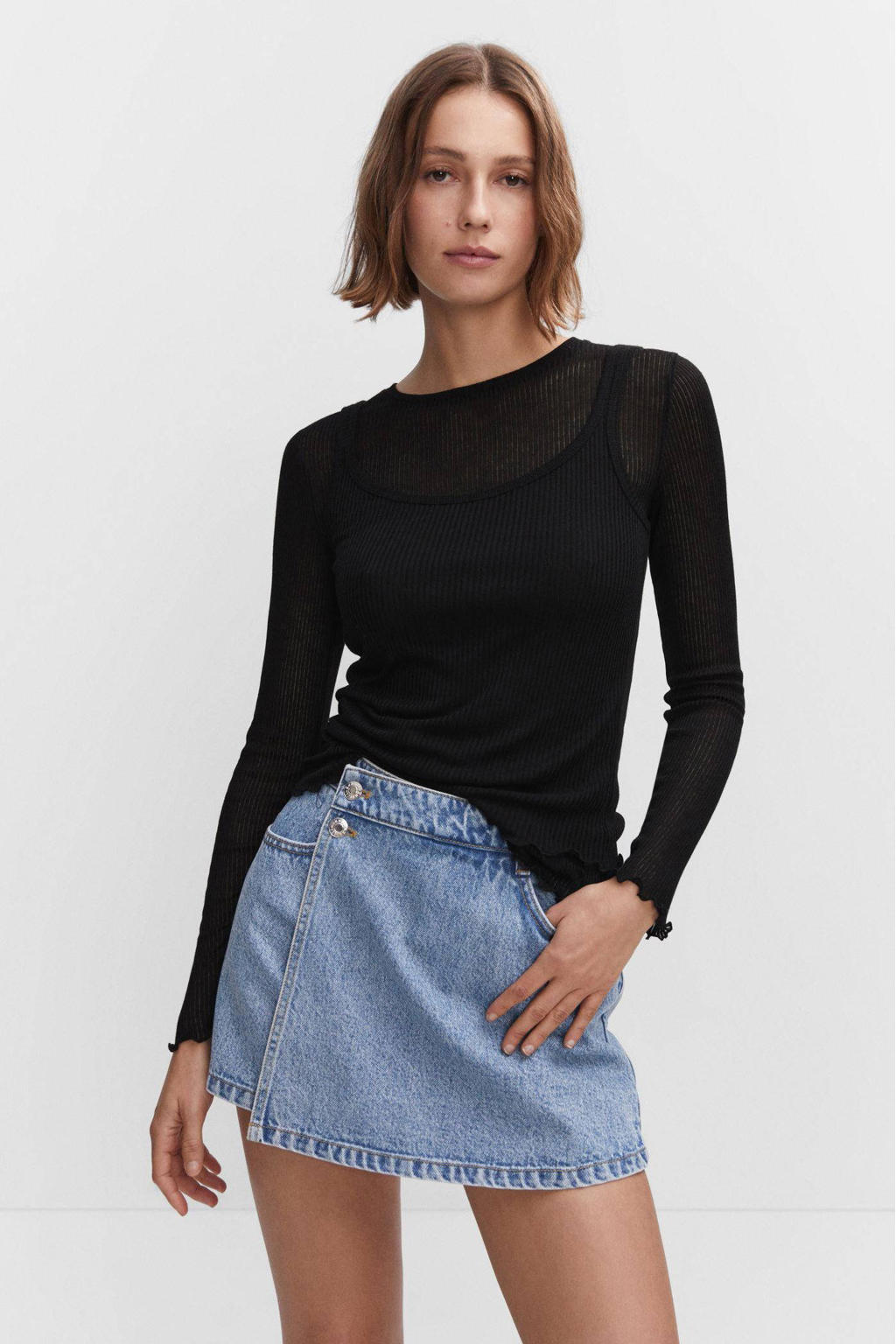 Mango skort medium blue denim | wehkamp