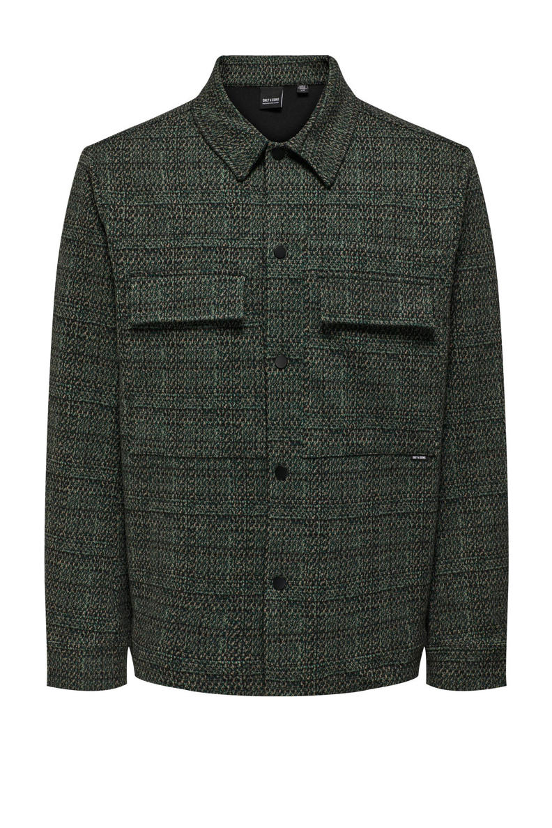 ONLY & SONS regular fit overshirt ONSJAKE met all over print groen ...