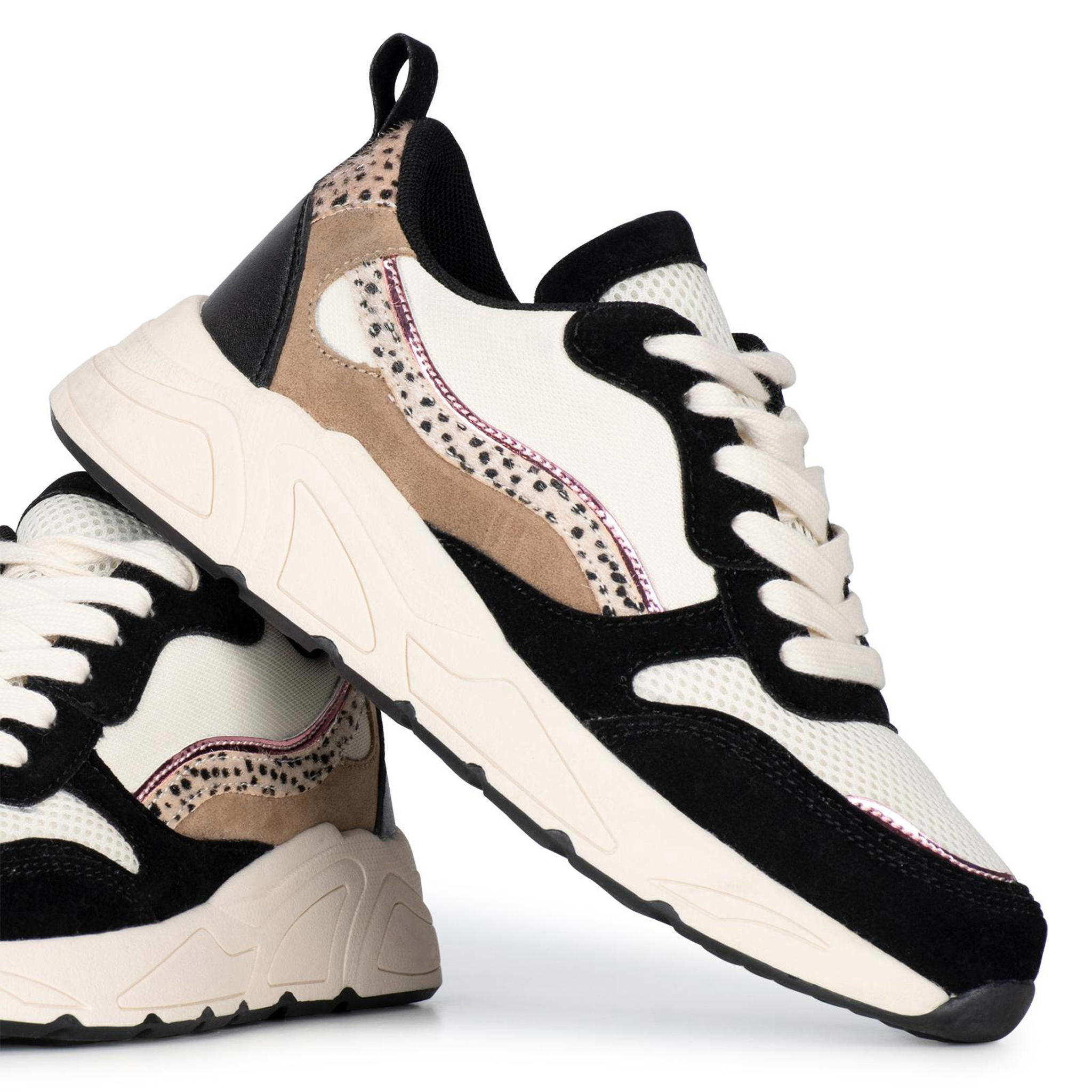 POSH by Poelman Charlie sneakers zwart/wit/beige | wehkamp