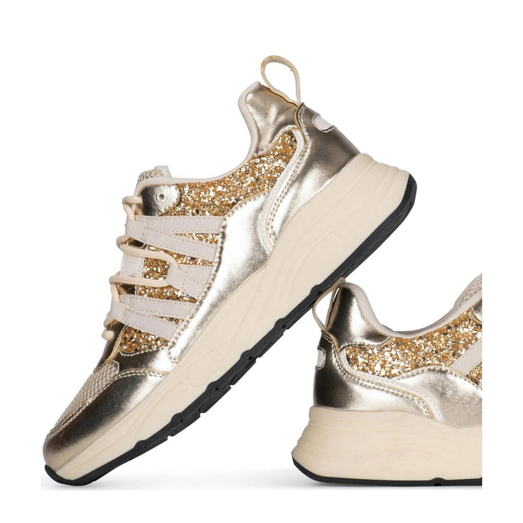 POSH by Poelman Gemma chunky sneakers met glitters goud metallic | wehkamp