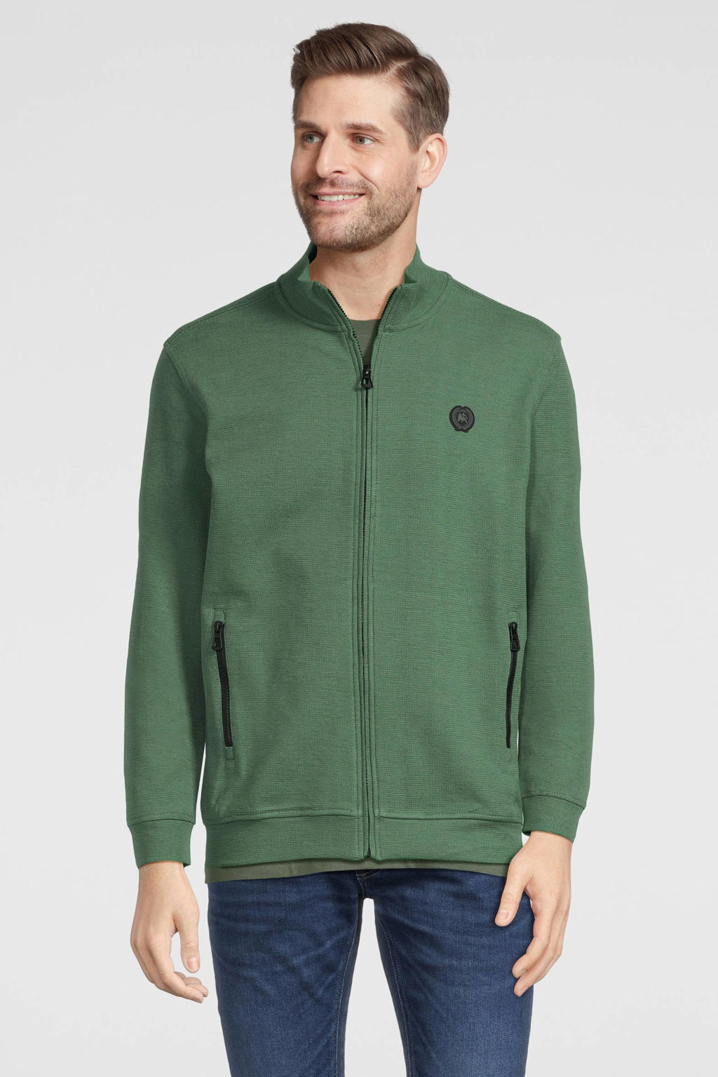 LERROS sweatvest met logo sage green | wehkamp