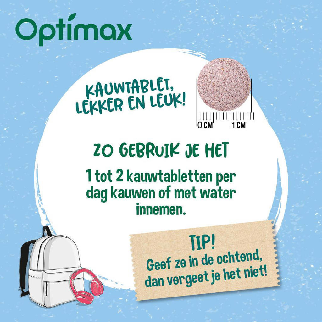 Optimax Tiener multivitaminen - 60 kauwtabletten | wehkamp