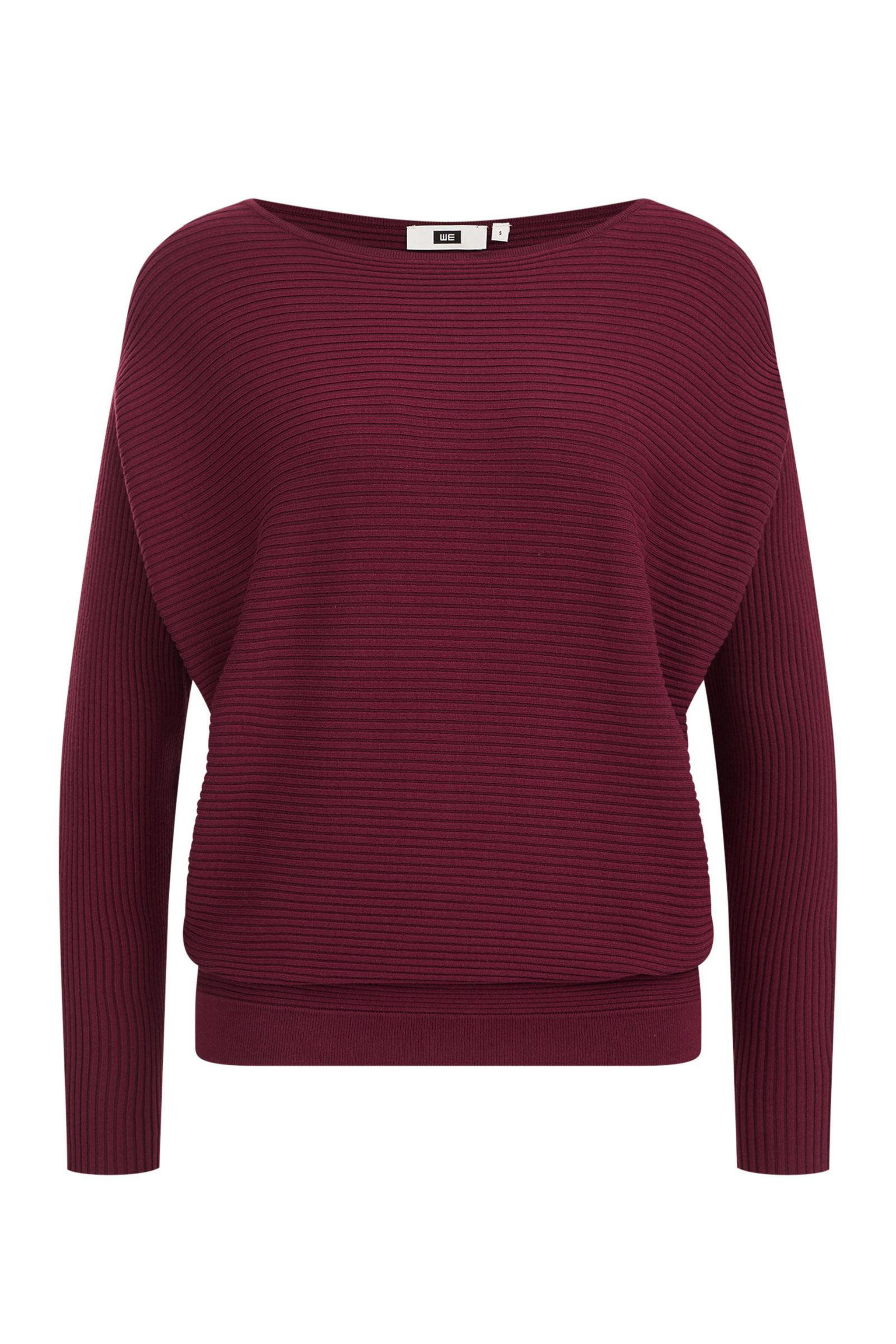 WE Fashion fijngebreide trui bordeaux rood | wehkamp