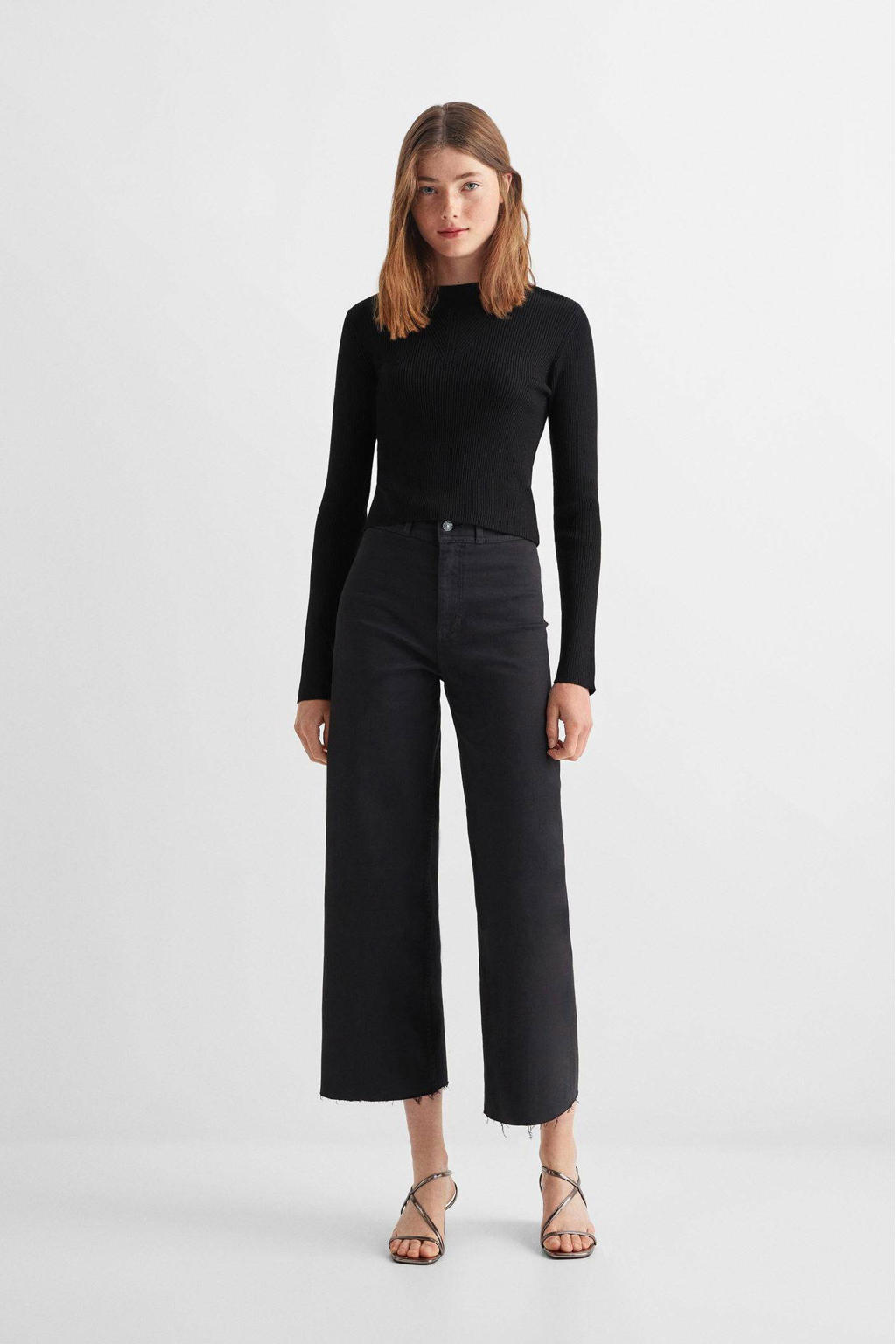 Mango Kids top met open rug zwart | wehkamp