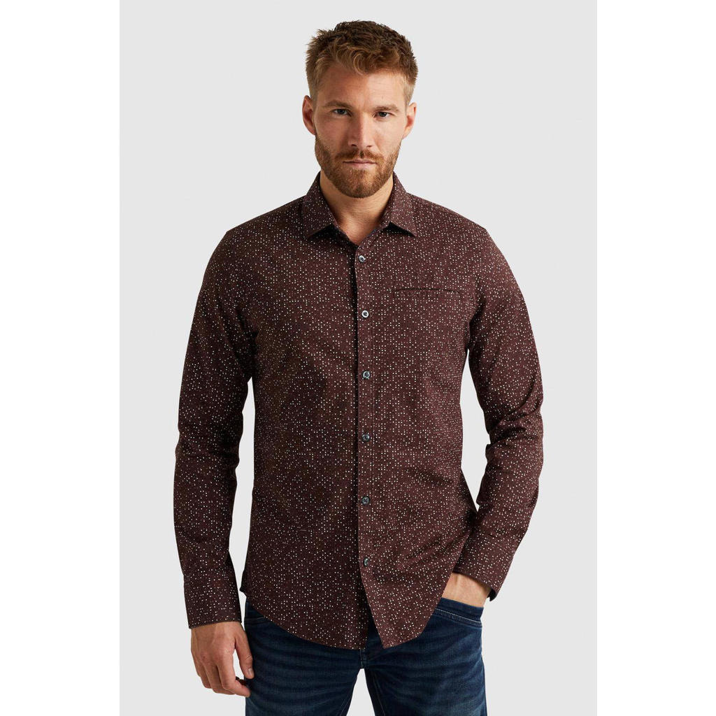 PME Legend regular fit overhemd met all over print bruin | wehkamp
