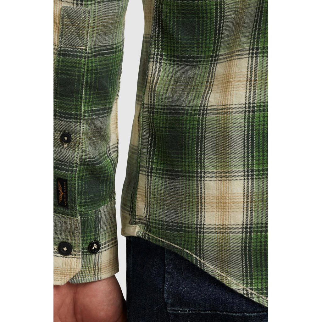 PME Legend geruit regular fit overhemd groen | wehkamp