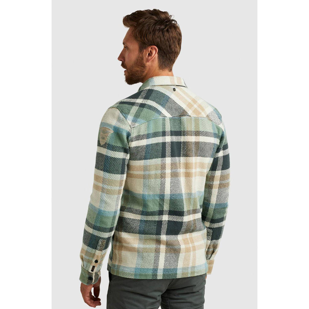 PME Legend geruit regular fit overshirt groen/wit | wehkamp