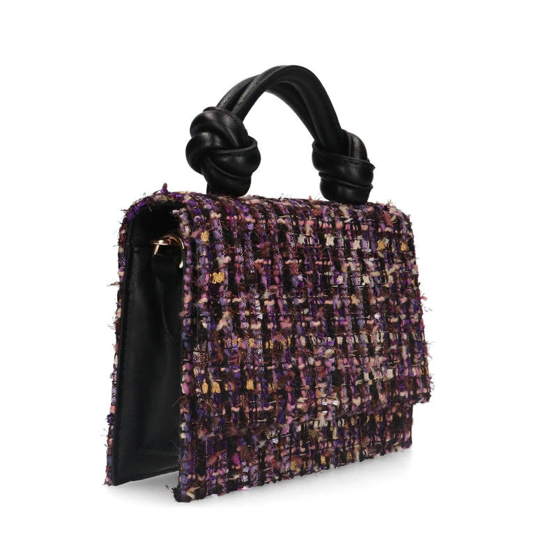 Manfield tweed crossbody tas paars/zwart | wehkamp