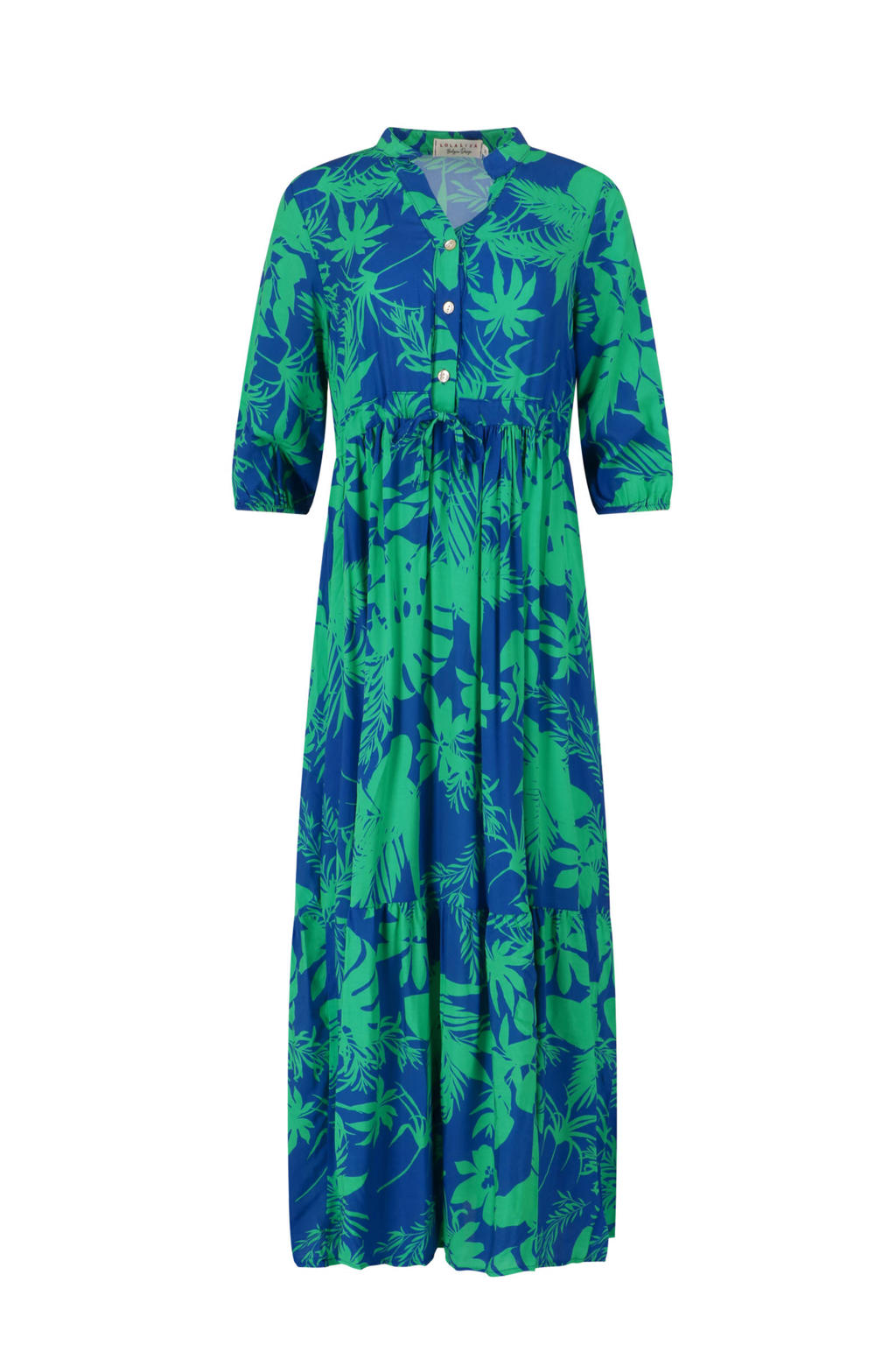 LOLALIZA gebloemde maxi jurk groen/blauw | wehkamp