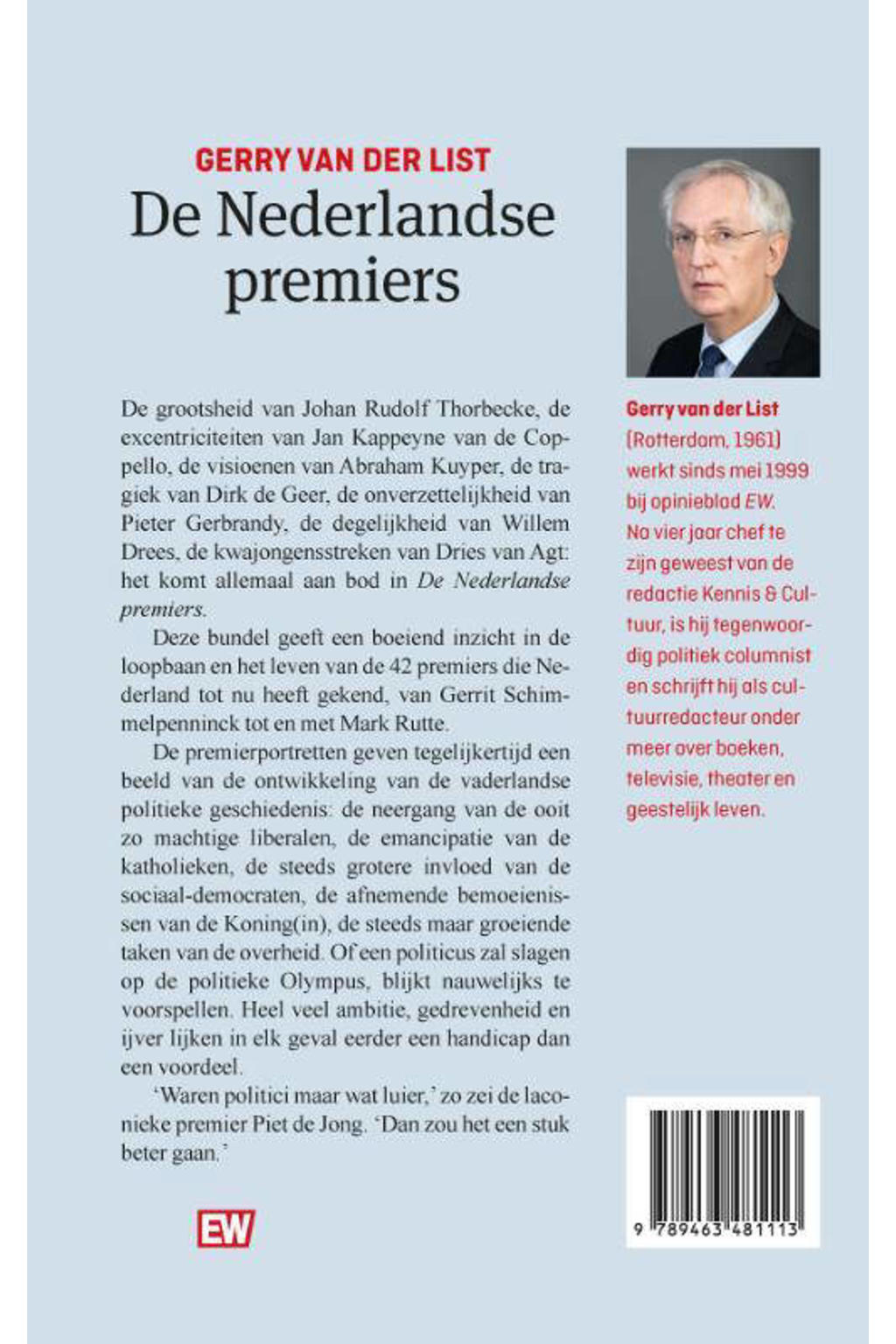 Gerry van der List De Nederlandse premiers | wehkamp