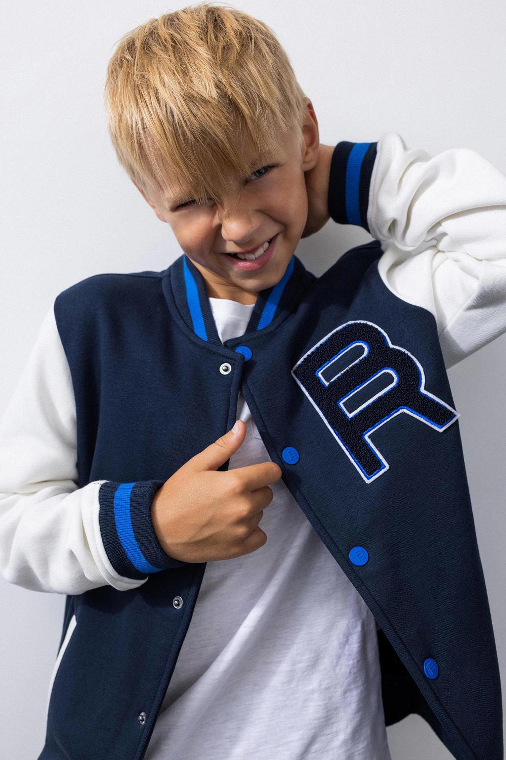 WE Fashion Blue Ridge baseball vest donkerblauw/wit | wehkamp