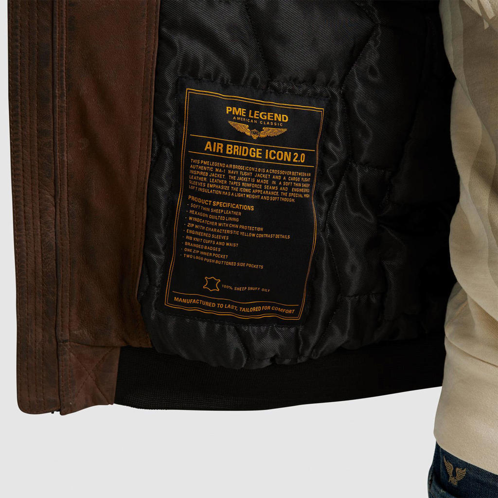 PME Legend bomberjack AIR BRIDGE met logo en patches bruin | wehkamp