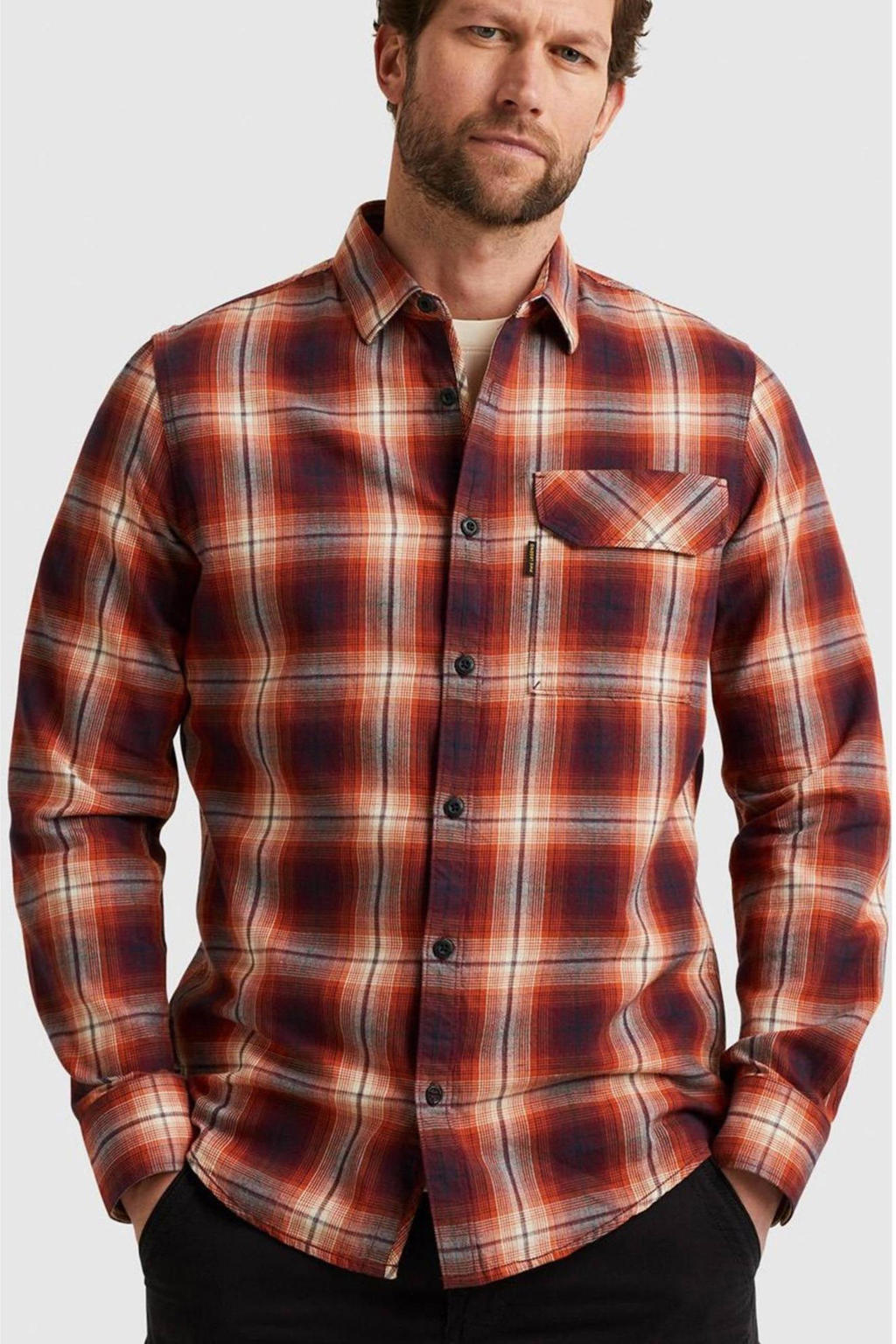 PME Legend geruit regular fit overhemd rood | wehkamp