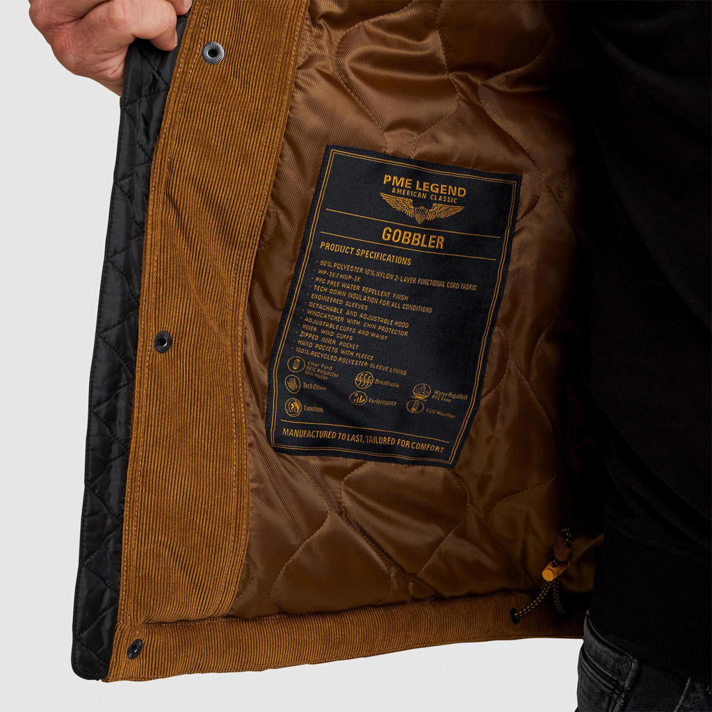 PME Legend quilted jas Gobbler met logo bruin | wehkamp