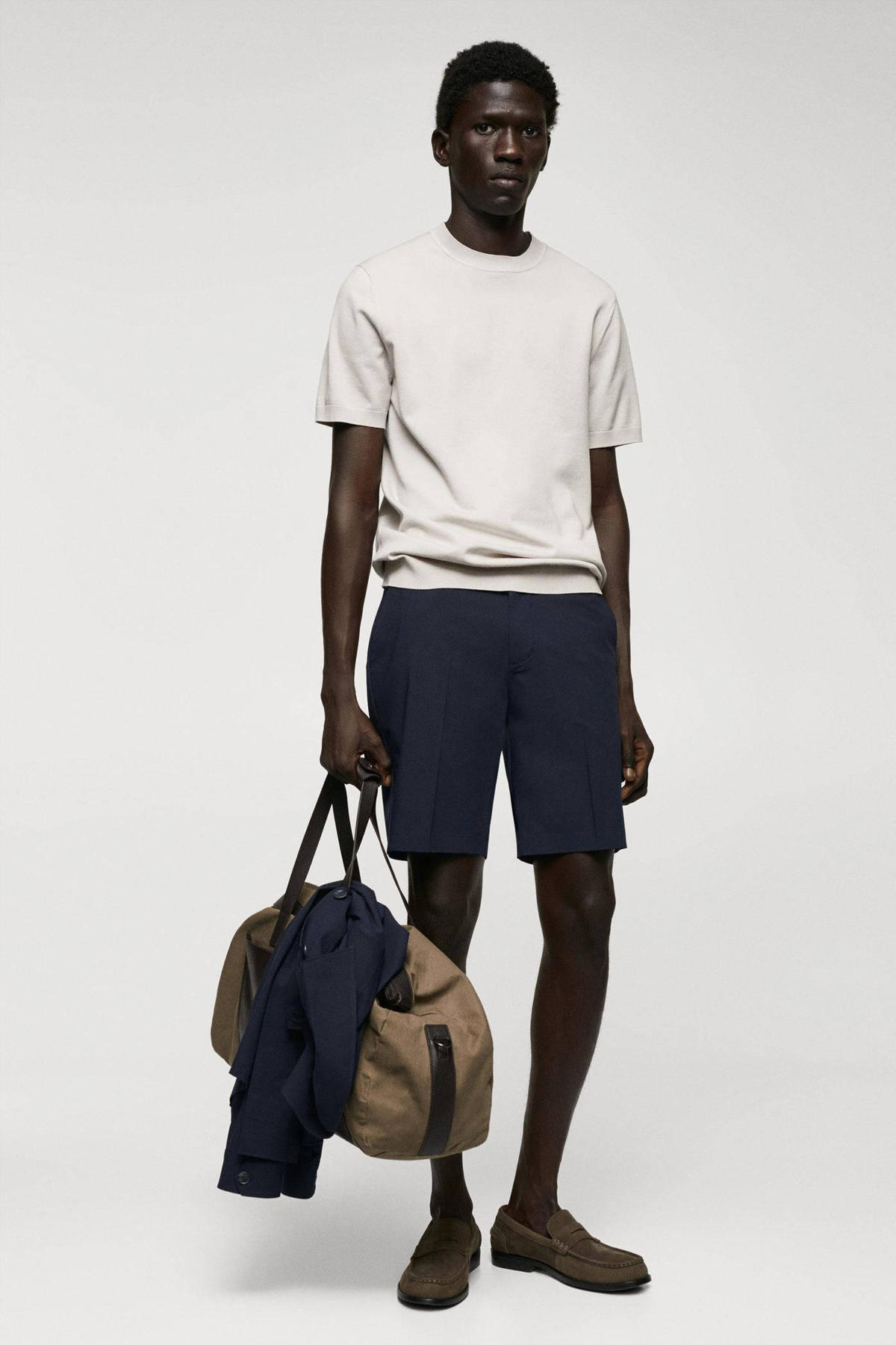 Mango Man slim fit short donkerblauw | wehkamp