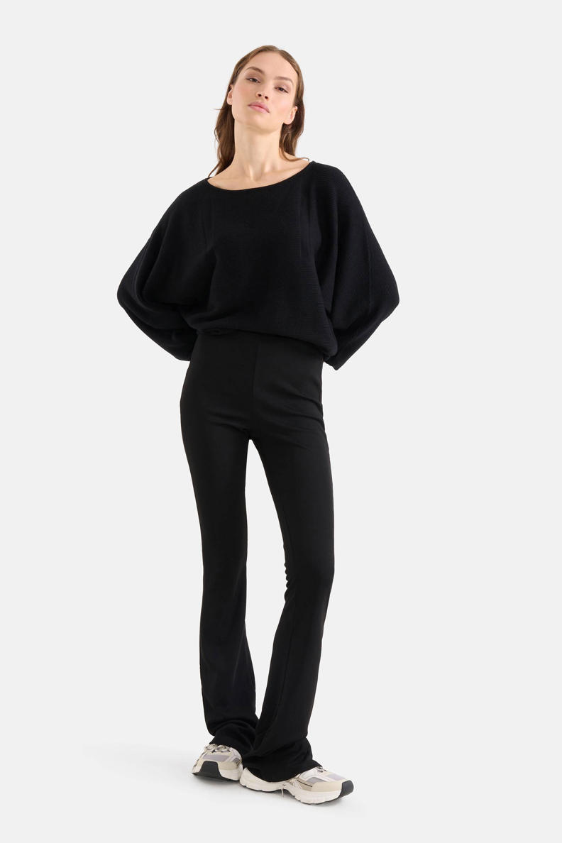 Shoeby high waist flared legging zwart ribgebereid | wehkamp