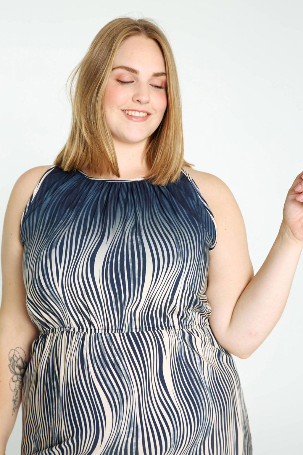 Paprika jurk met all over print blauw/wit | wehkamp