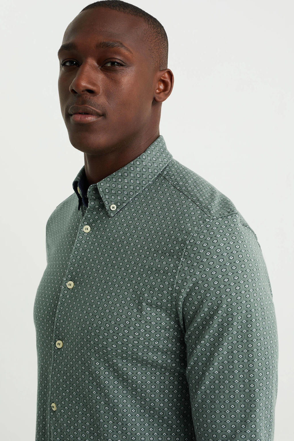 WE Fashion tall slim fit overhemd met all over print blue bleach | wehkamp