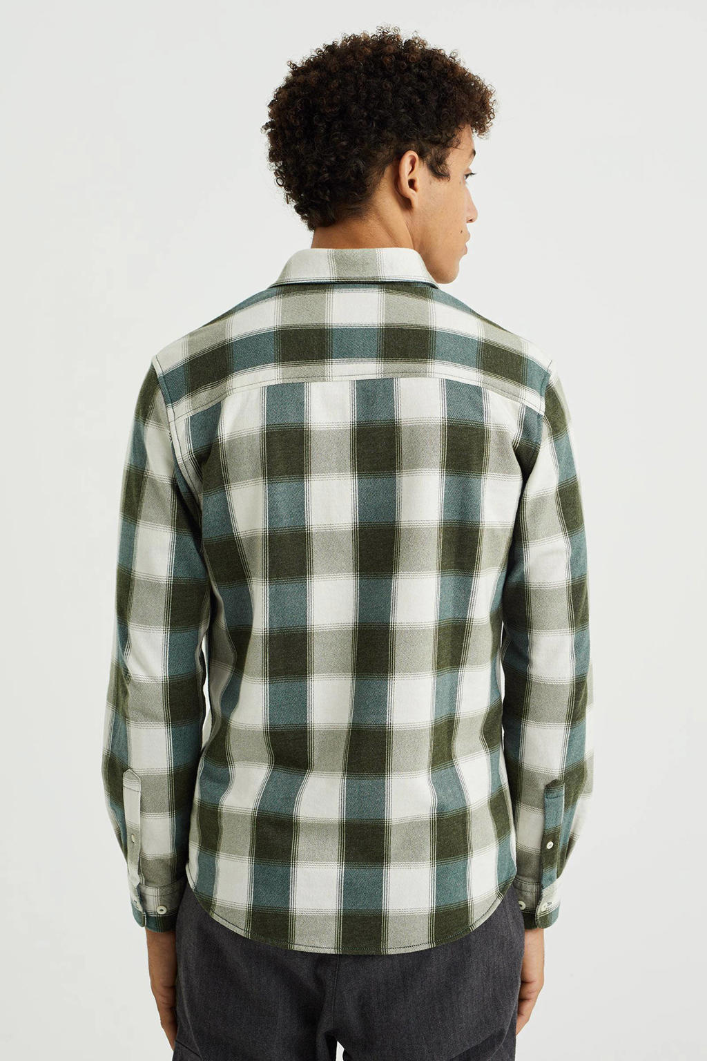WE Fashion geruit flanellen regular fit overhemd PHOENIX dark green ...