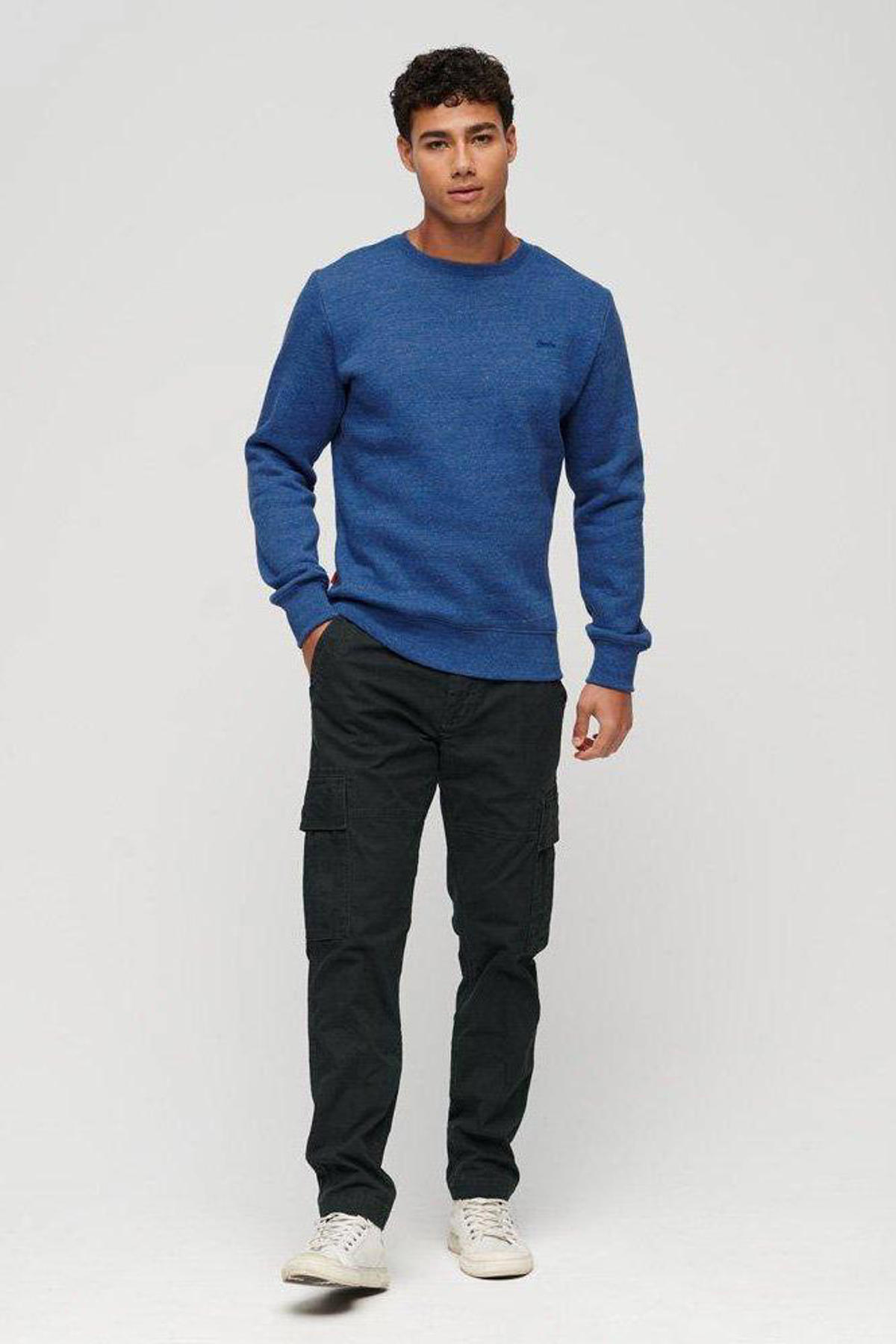 Superdry sweater Essential logo met logo midwest blue marl | wehkamp