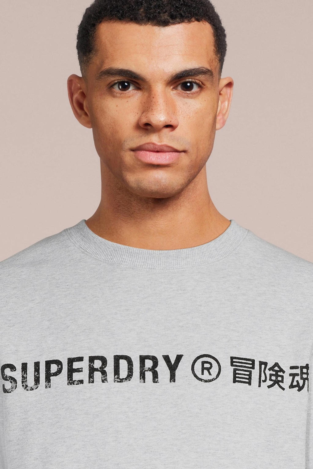 Superdry sweater Workwear Logo Vintage met logo glacier grey marl | wehkamp