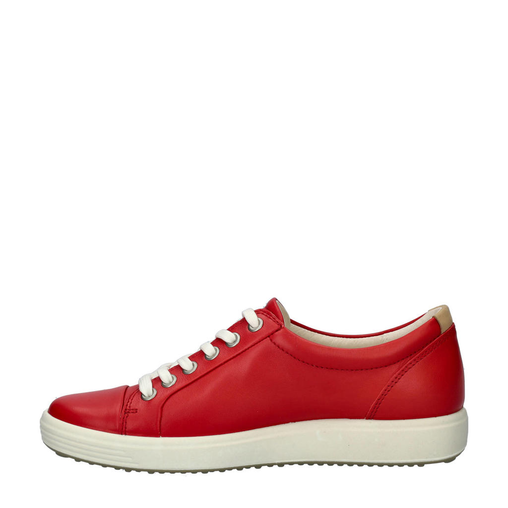 Ecco Soft 7 W leren sneakers rood | wehkamp