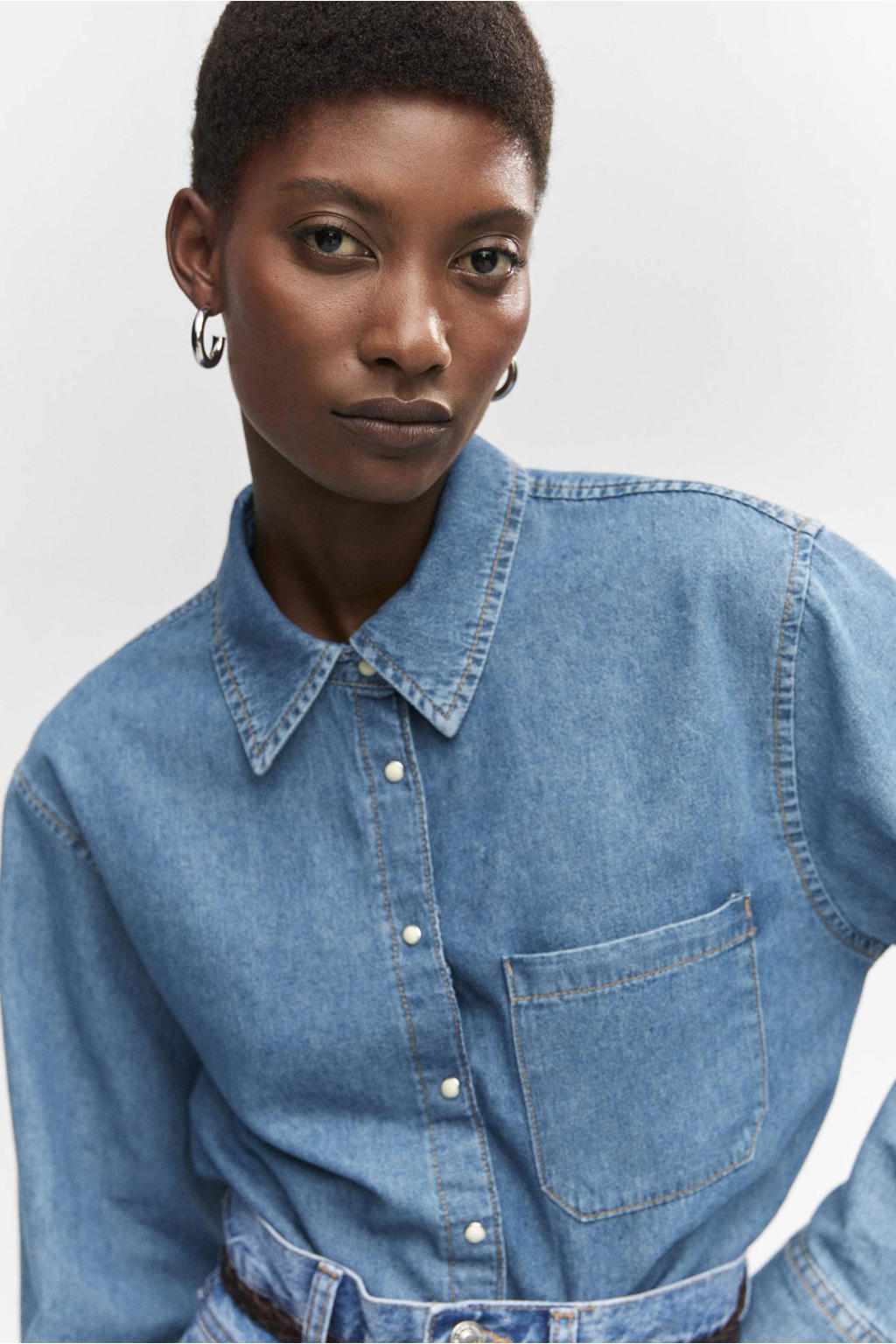 Mango denim blouse medium blue denim | wehkamp