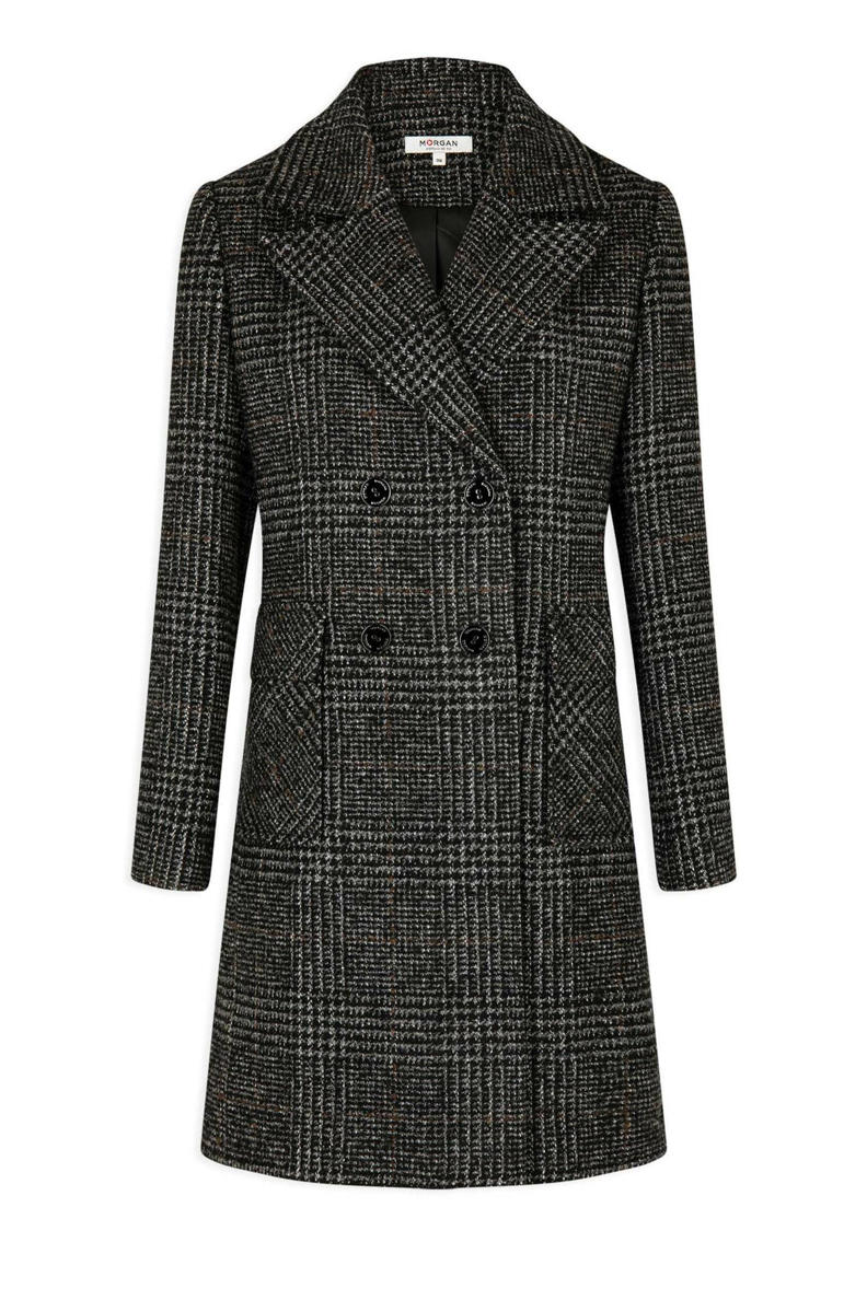 Morgan geruite jas met wol antraciet | wehkamp