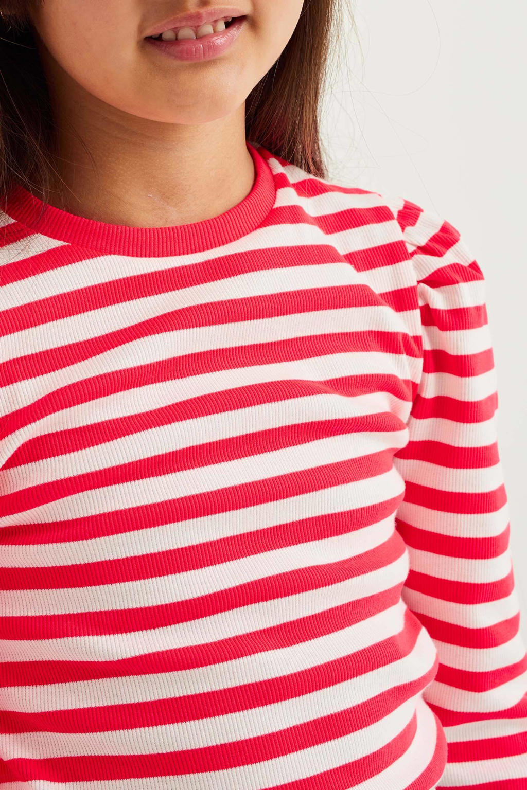 WE Fashion gestreepte longsleeve rood/wit | wehkamp