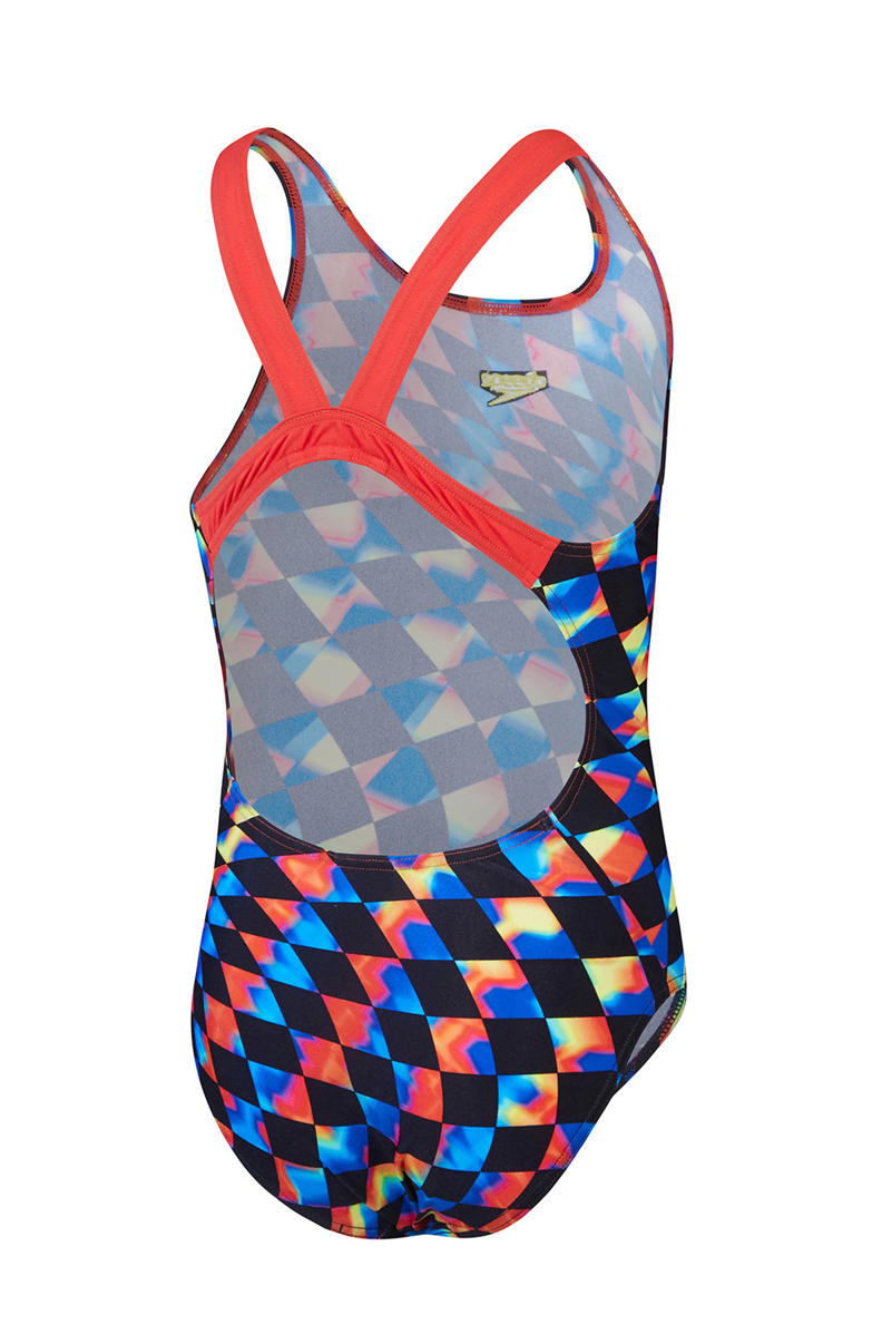 Speedo ECO Endurance+ sportbadpak Leaderback zwart/roze/geel | wehkamp