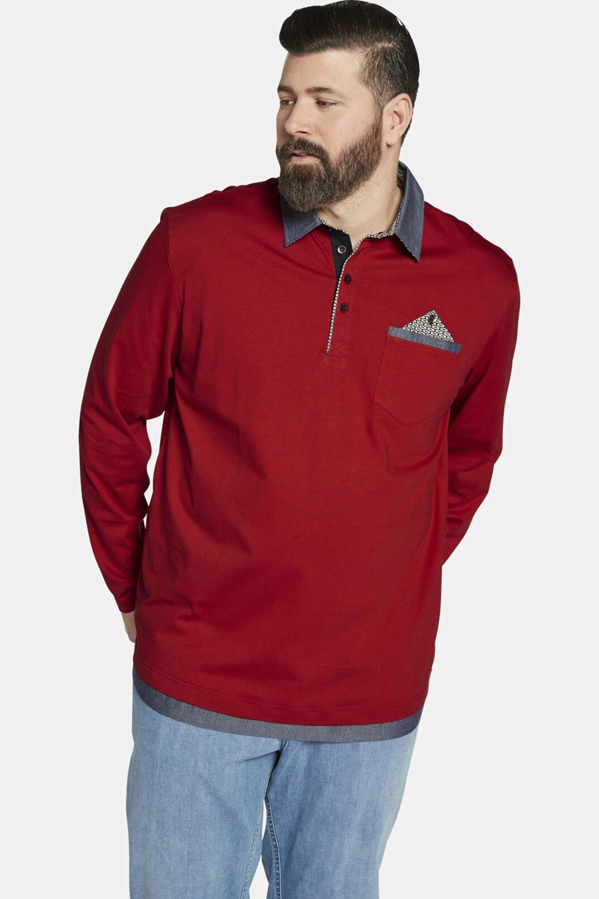 Charles Colby oversized polo EARL SWEENEY Plus Size rood | wehkamp